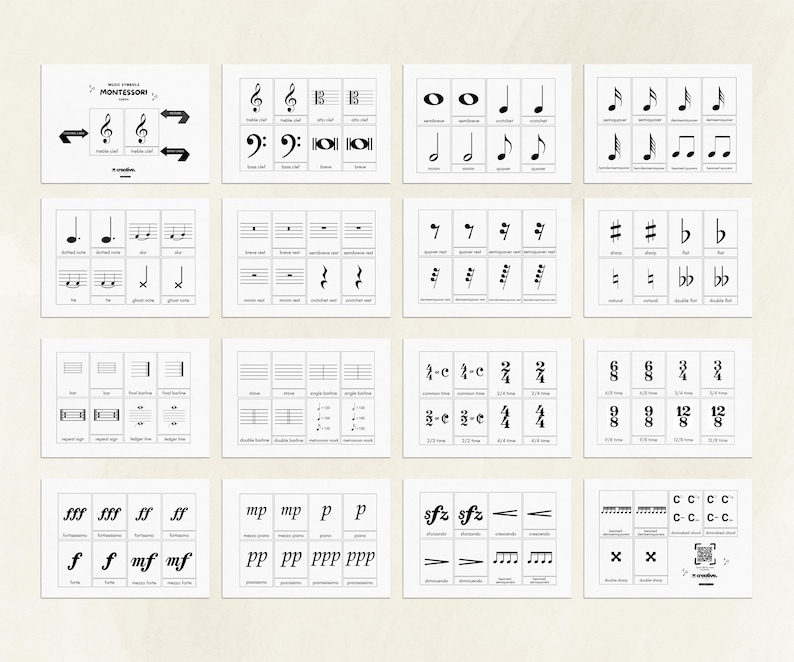 Montessori Music Symbols Flashcards: Music Theory Learning (PDF ...