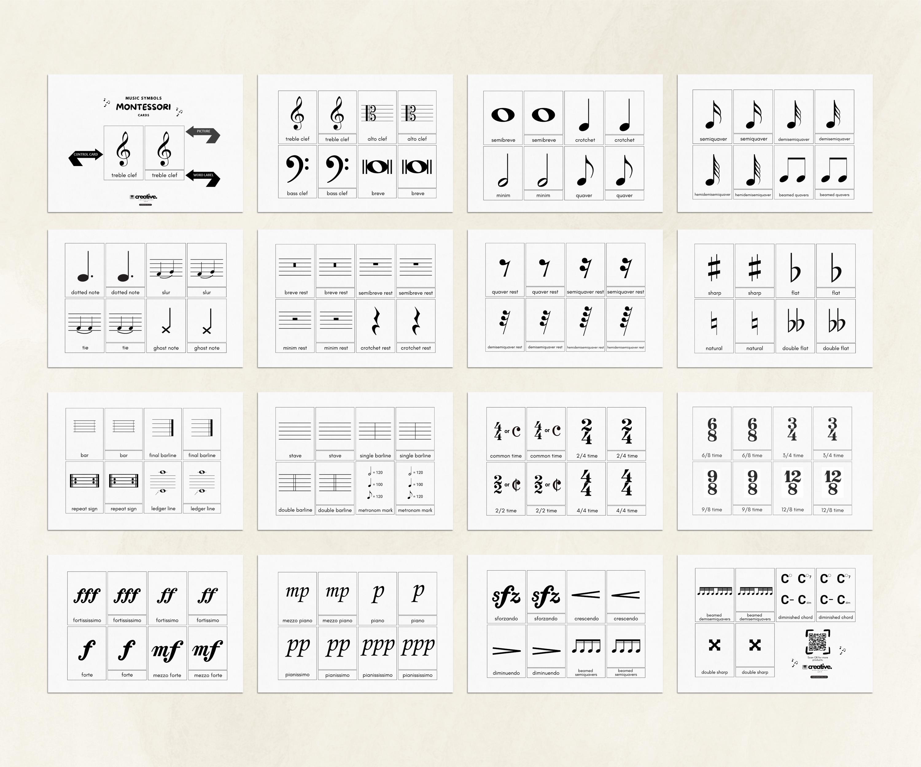 Montessori Music Symbols Flashcards: Music Theory Learning (PDF ...