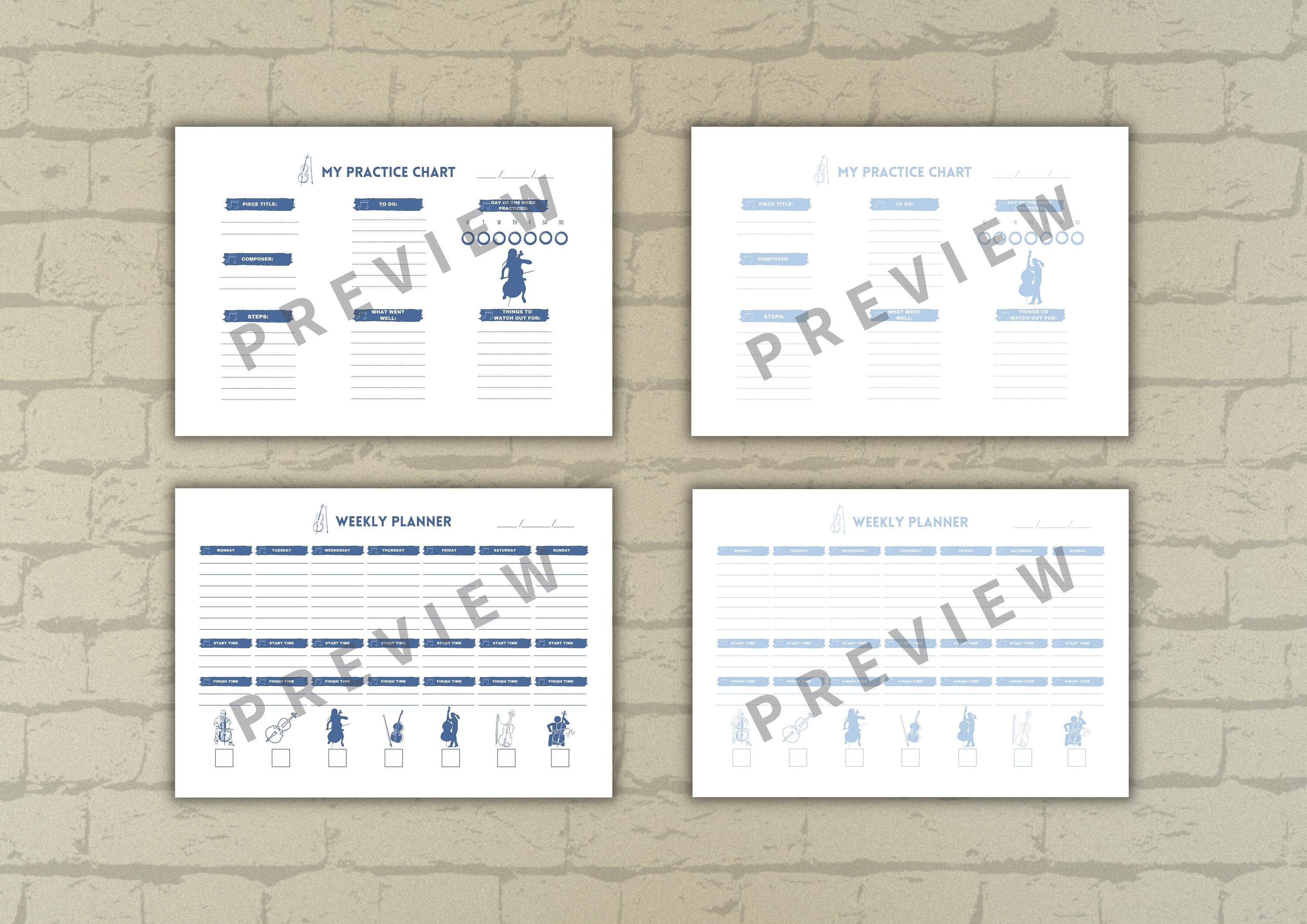 Cello Practice Planner , Cello Weekly Practice Chart, Instrument ...