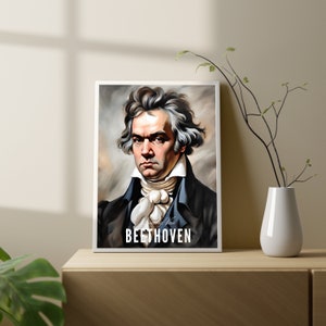 Ludwig Van Beethoven Oil Painting Portrait, Classical Music Wall Art ...