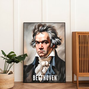 Ludwig Van Beethoven Oil Painting Portrait, Classical Music Wall Art ...