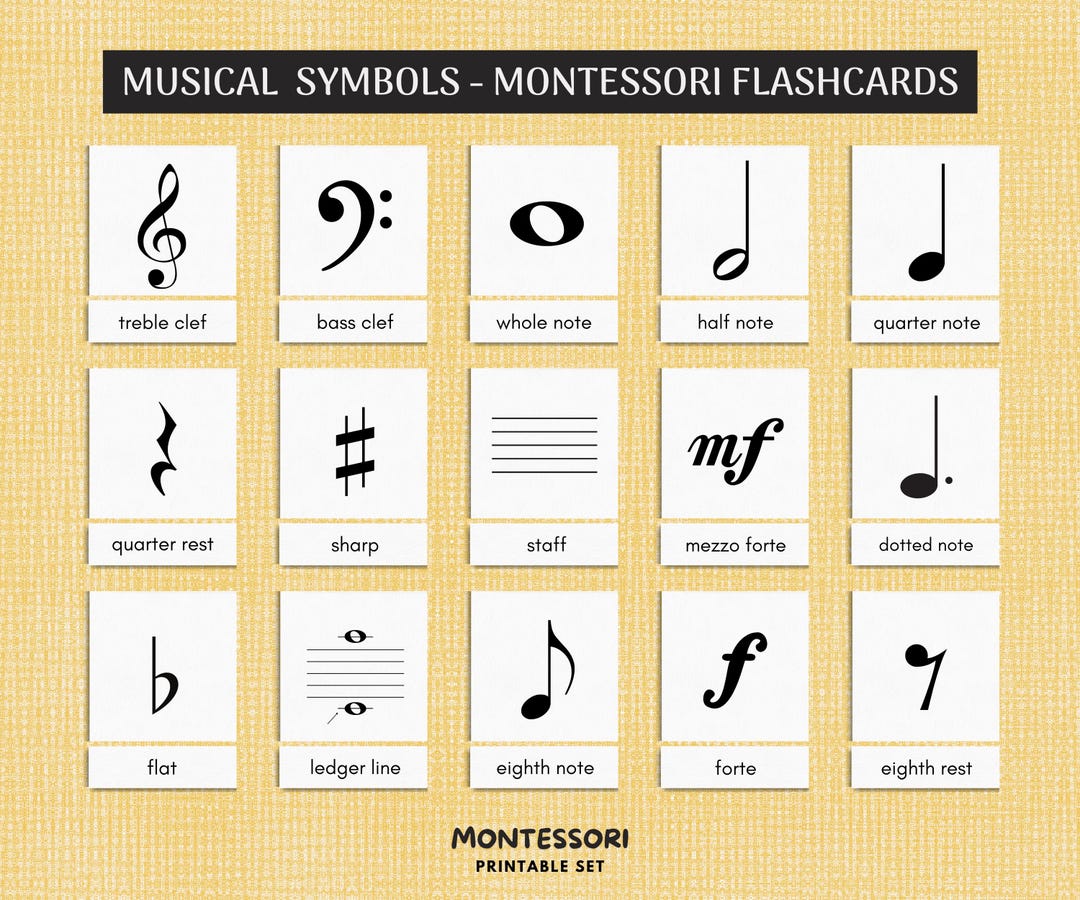 Montessori Music Symbols Flashcards: Music Theory Learning (PDF ...