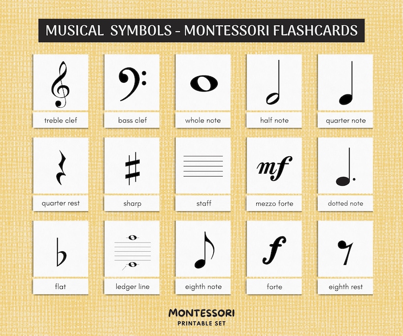 Montessori Music Symbols Flashcards: Music Theory Learning (PDF ...