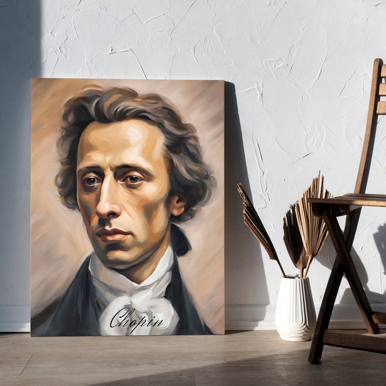 Frédéric Chopin Oil Painting Portrait Poster, Classical Music Wall Art, Classical Famous ...