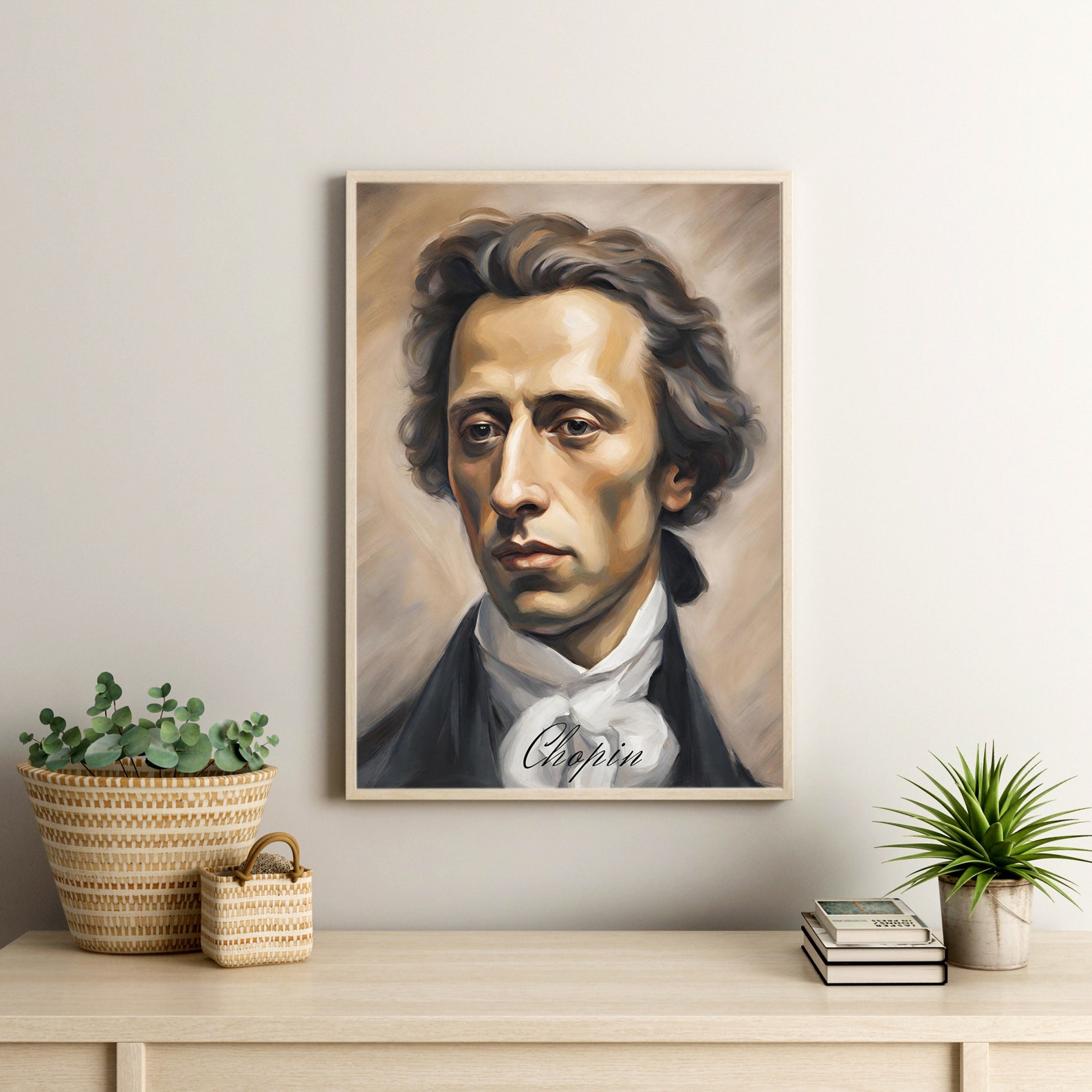 Frédéric Chopin Oil Painting Portrait Poster, Classical Music Wall Art ...