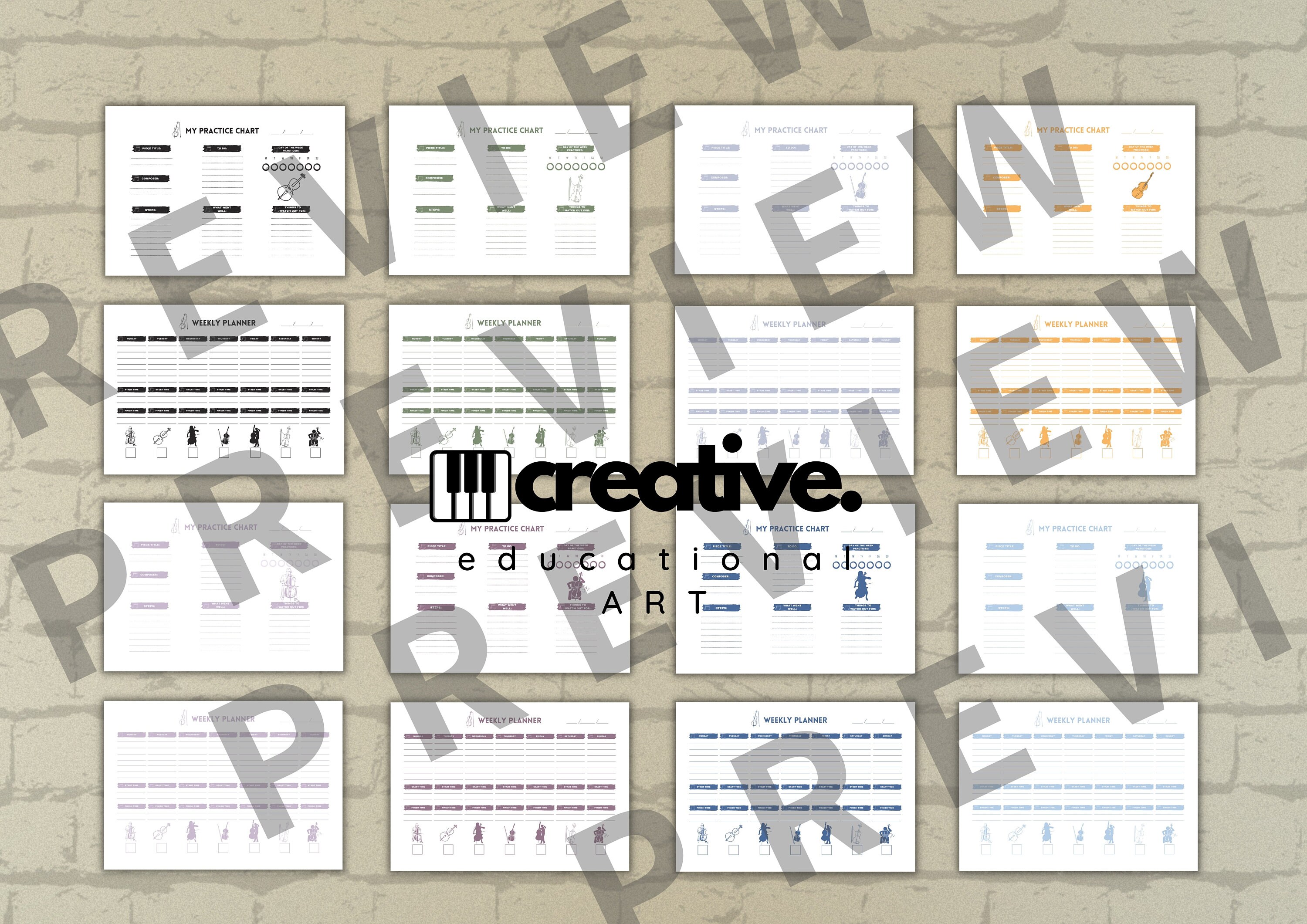 Cello Practice Planner , Cello Weekly Practice Chart, Instrument ...