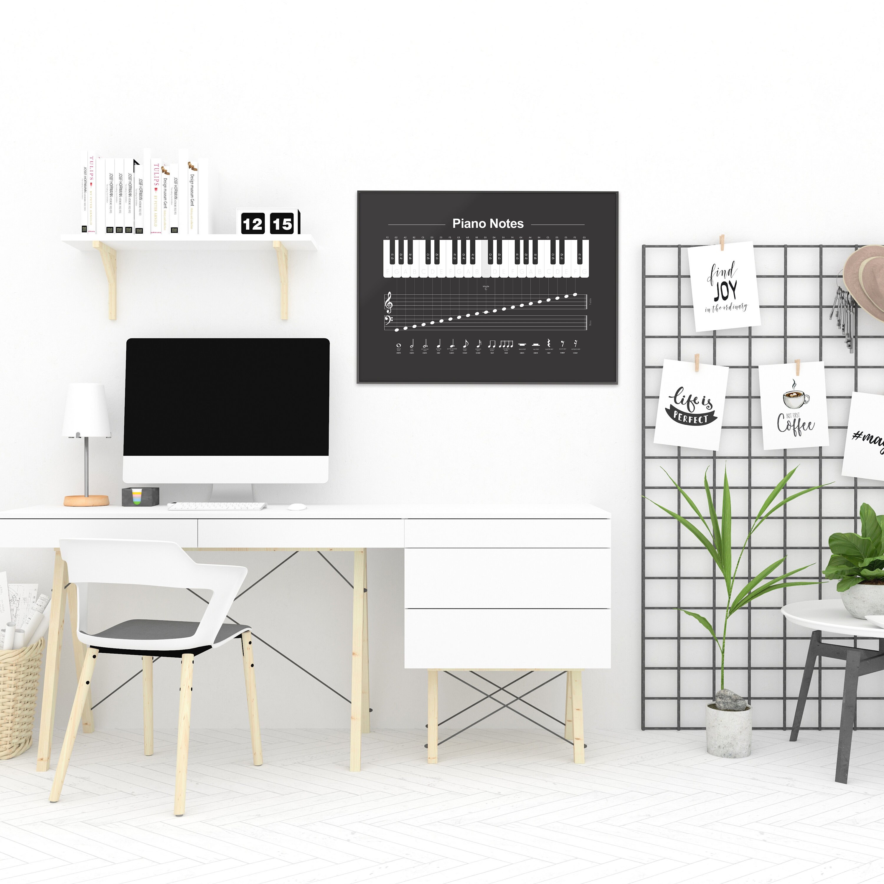 Piano Notes Music Poster, Piano Room, Classroom Poster, Kids Music ...