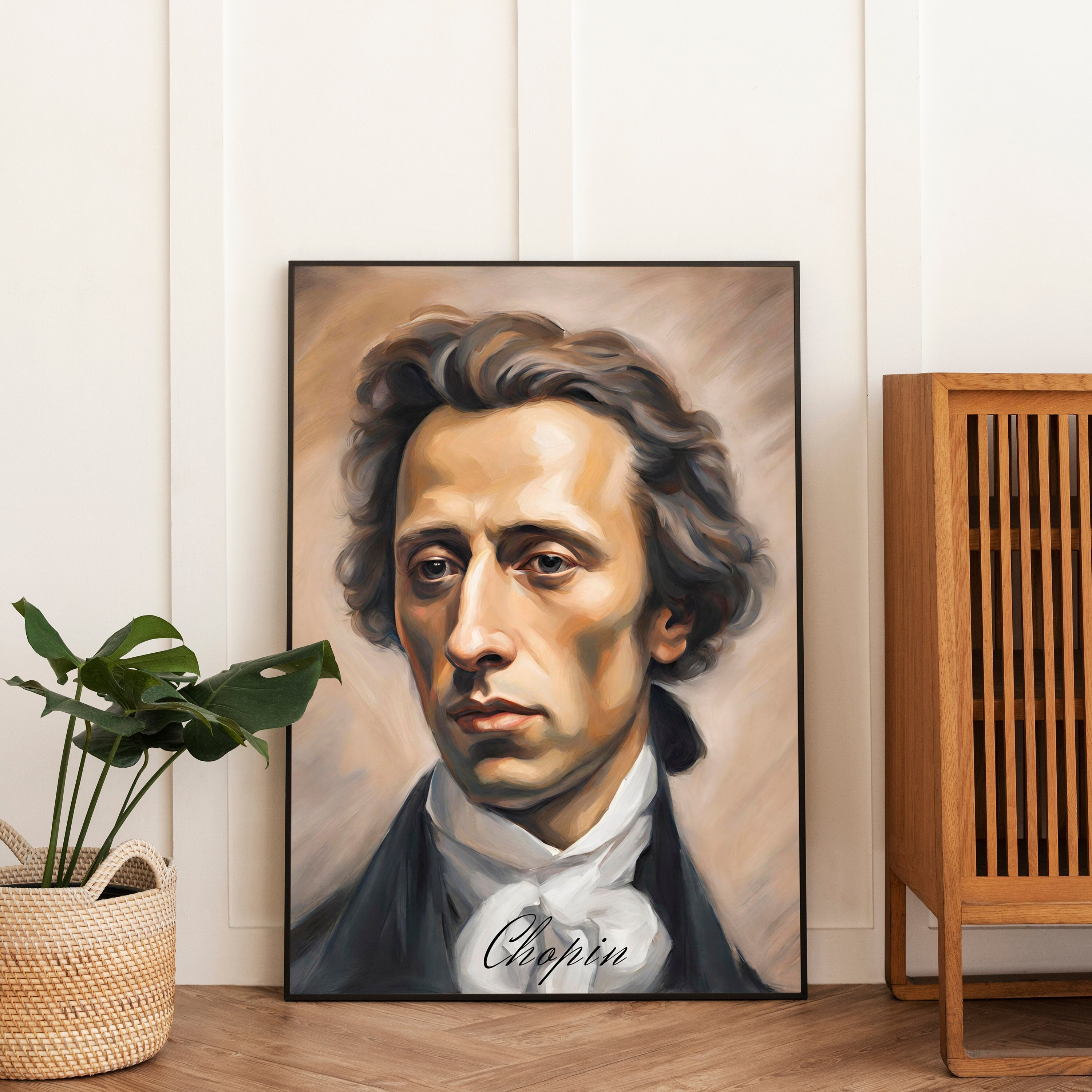 Frédéric Chopin Oil Painting Portrait Poster, Classical Music Wall Art ...