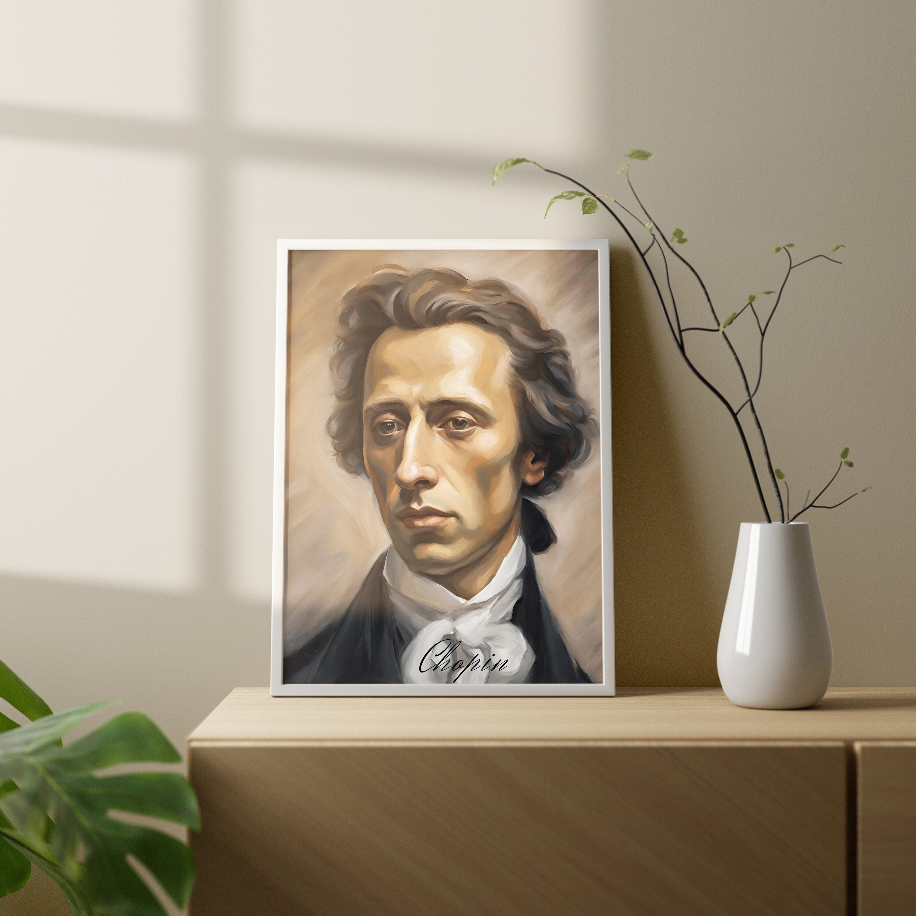 Frédéric Chopin Oil Painting Portrait Poster, Classical Music Wall Art ...