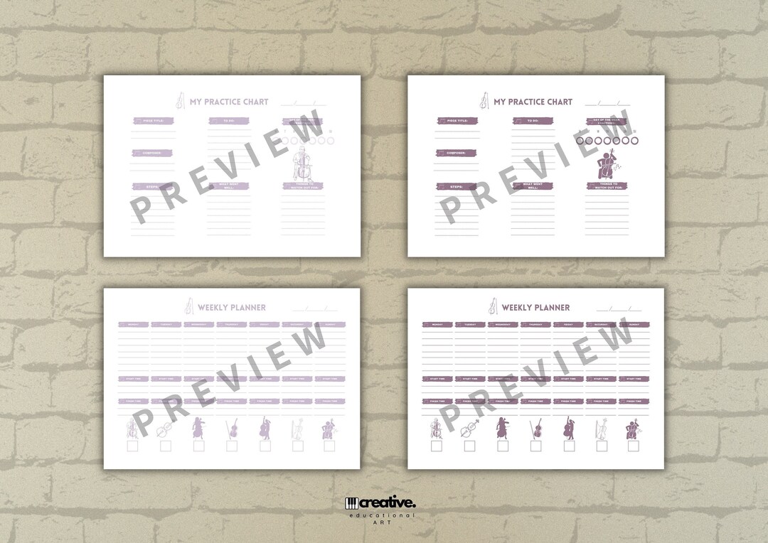 Cello Practice Planner , Cello Weekly Practice Chart, Instrument ...
