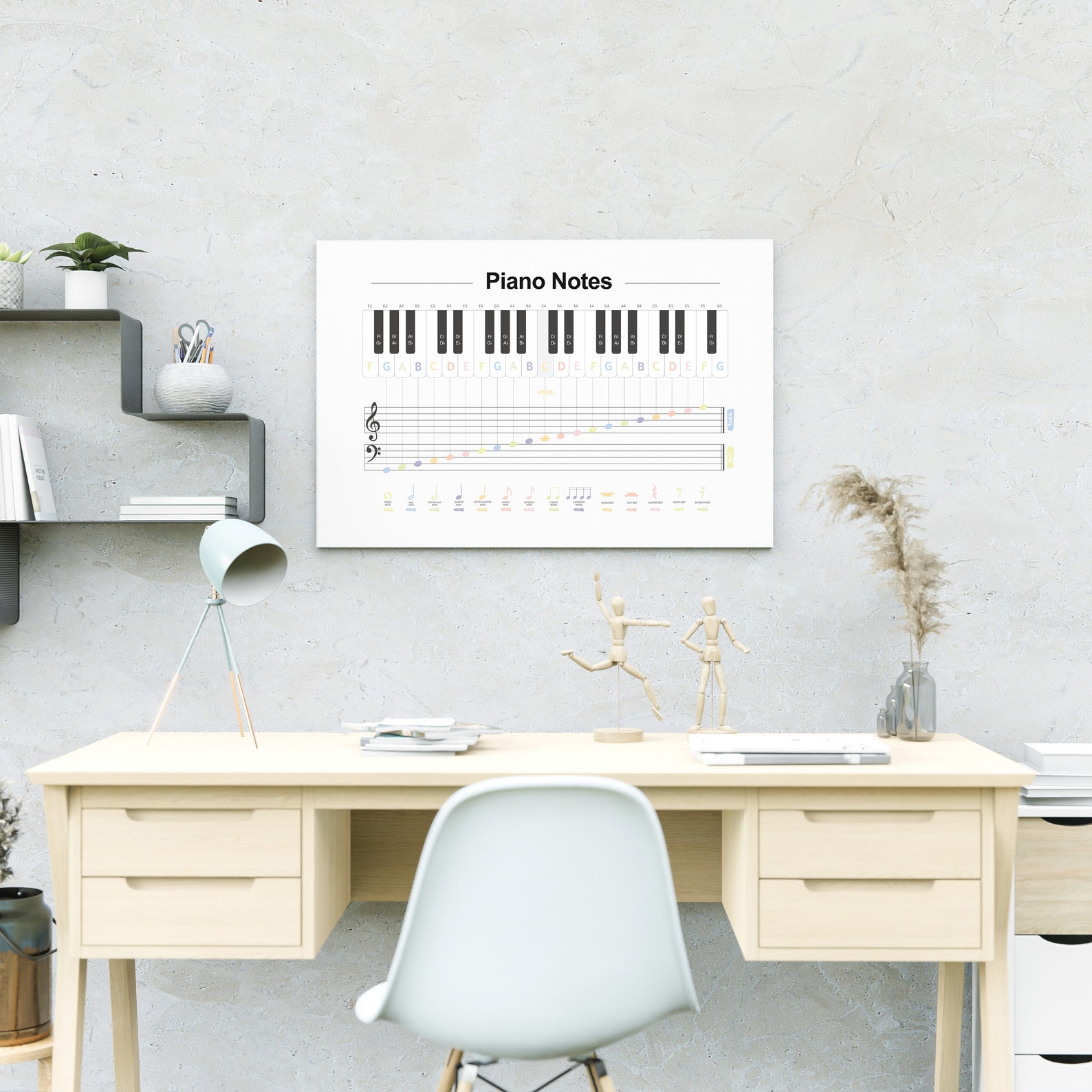 Piano Music Notes Poster, Piano Room, Classroom, Kids Music Education ...