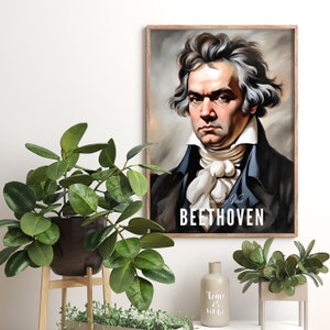 Ludwig Van Beethoven Oil Painting Portrait, Classical Music Wall Art ...