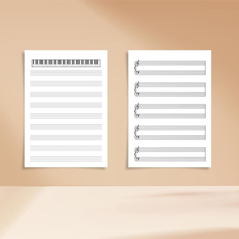Blank Music Sheet Bundle: Piano Staff Paper (PDF) - Etsy
