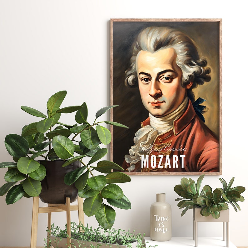 Mozart Portrait Oil Painting: Classical Music Wall Art (digital ...