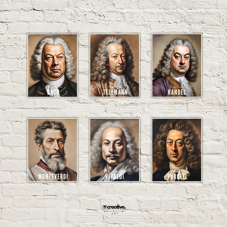 Baroque Composers Portrait Poster: Music Classroom Decor (digital ...