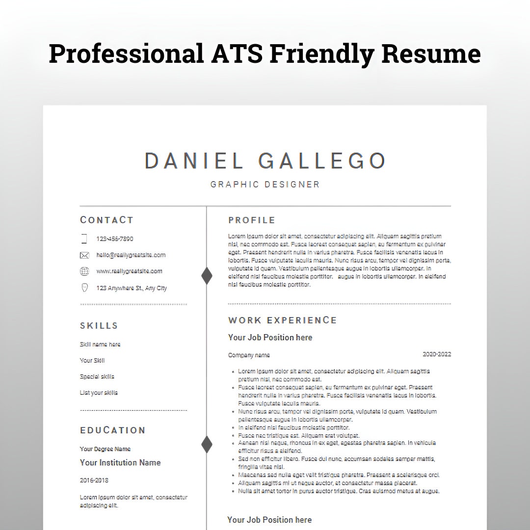 ATS Friendly Resume Template for Word Creative Resume Template for Word ...