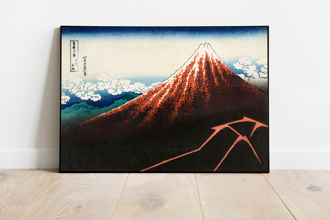 Hokusai, Thunderstorm Beneath the Summit, Black Fuji, Digital Print ...