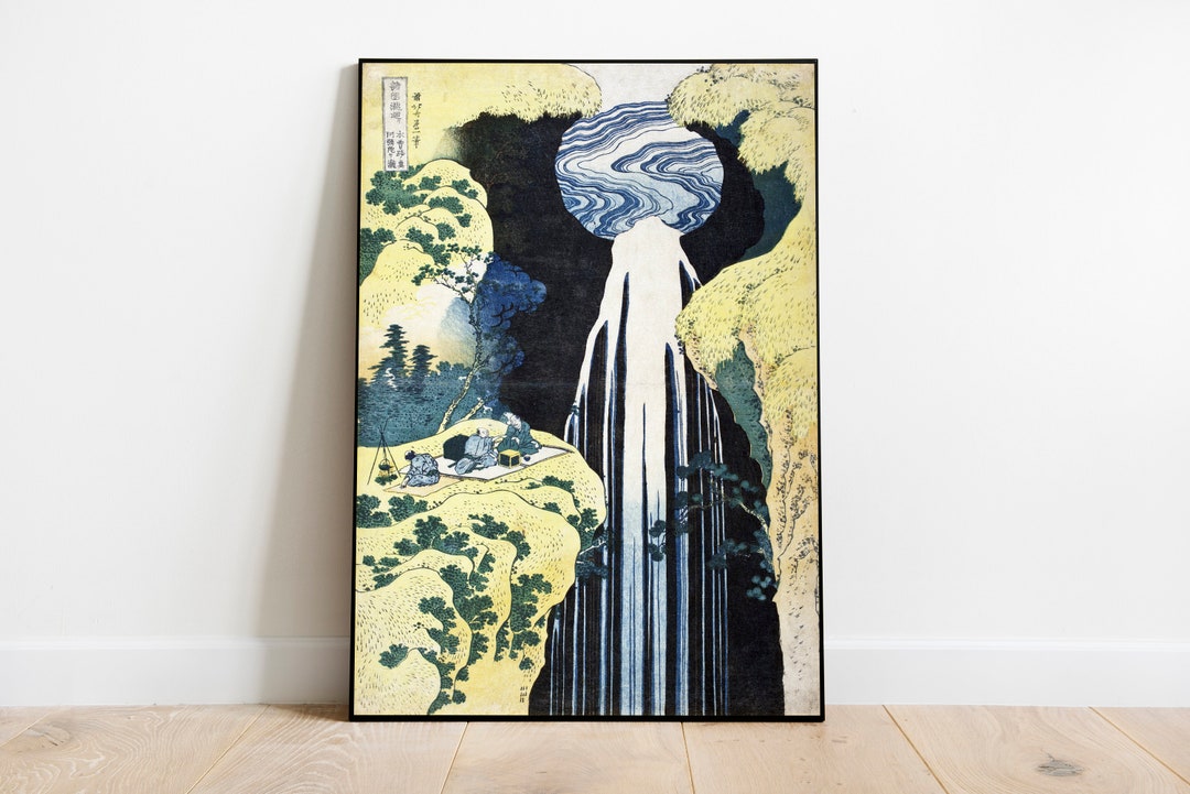 Hokusai, the Waterfall of Amida Behind the Kiso Road, Digital Art Print ...