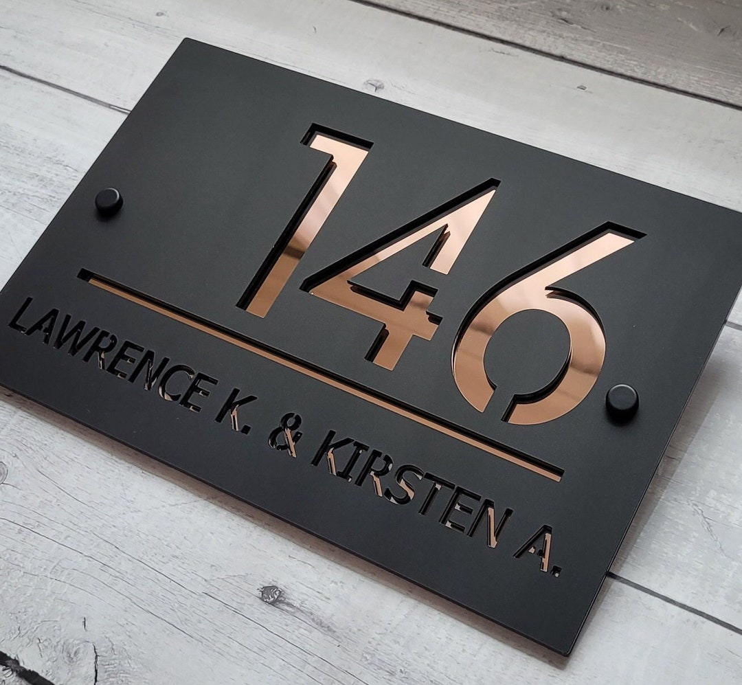 MODERN HOUSE SIGN | House Number Plate | House Door Sign | 230 X 155mm ...