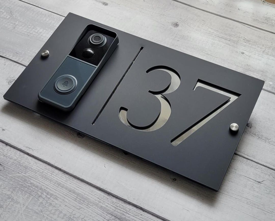 Modern Acrylic Doorbell Sign | Integrated House Number, Video Camera ...