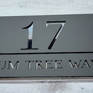 MODERN HOUSE SIGN | Black Matt and Mirror | 290mm X 140mm - Etsy