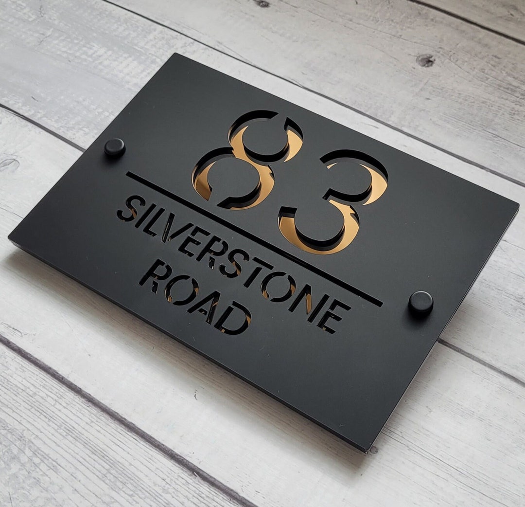 MODERN HOUSE SIGN | House Number Plate | House Door Sign | 230 X 155mm ...