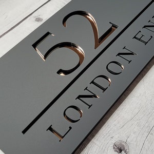 MODERN HOUSE SIGN | Grey Matt and Rose Gold | 290mm X 140mm - Etsy UK