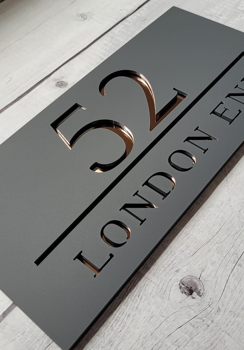 MODERN HOUSE SIGN Grey Matt and Rose Gold 290mm X 140mm - Etsy