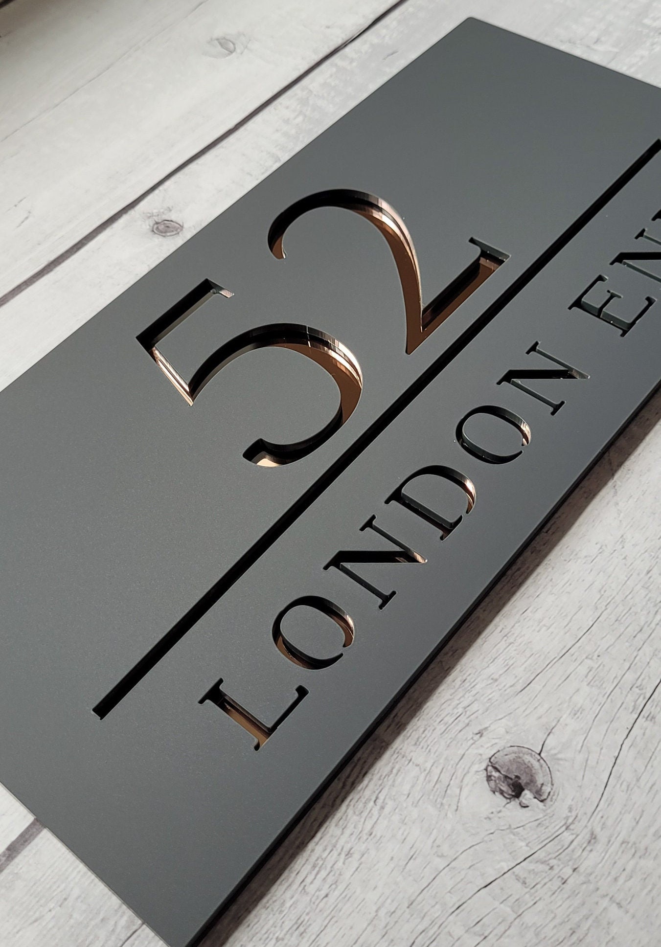 MODERN HOUSE SIGN Grey Matt and Rose Gold 290mm X 140mm - Etsy
