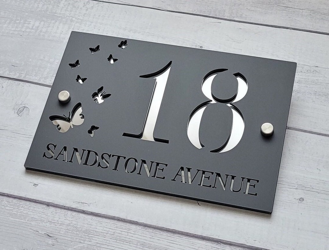 MODERN HOUSE SIGN | House Number Plate | Address Sign | 230 X 155mm ...