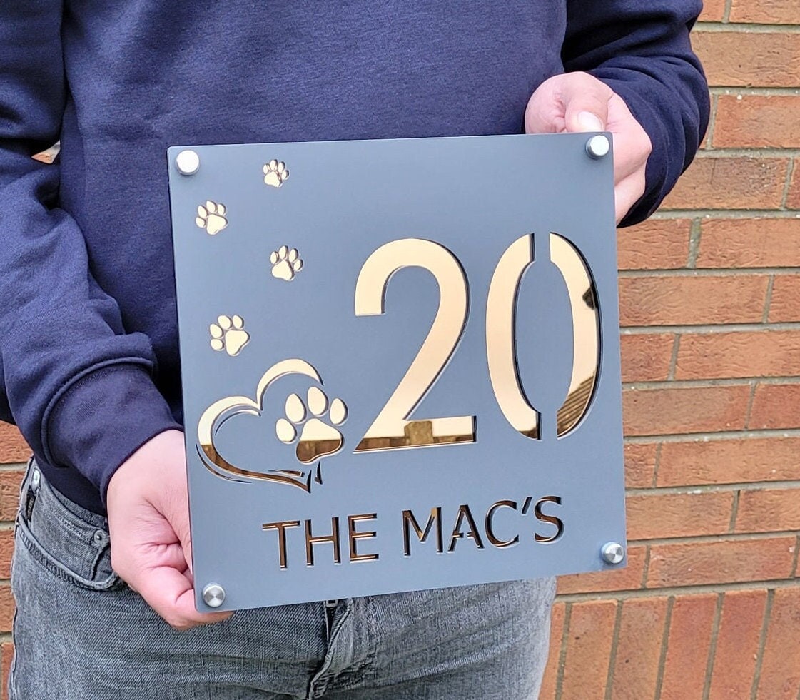 HOUSE DOOR SIGN | Home Address Sign | Dog House Sign| 180mm X 180mm ...