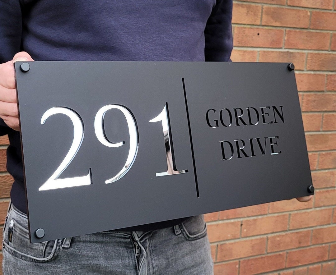 MODERN HOUSE SIGN | House Number Sign | 290 X 140mm | 360 X 175mm | 490 ...