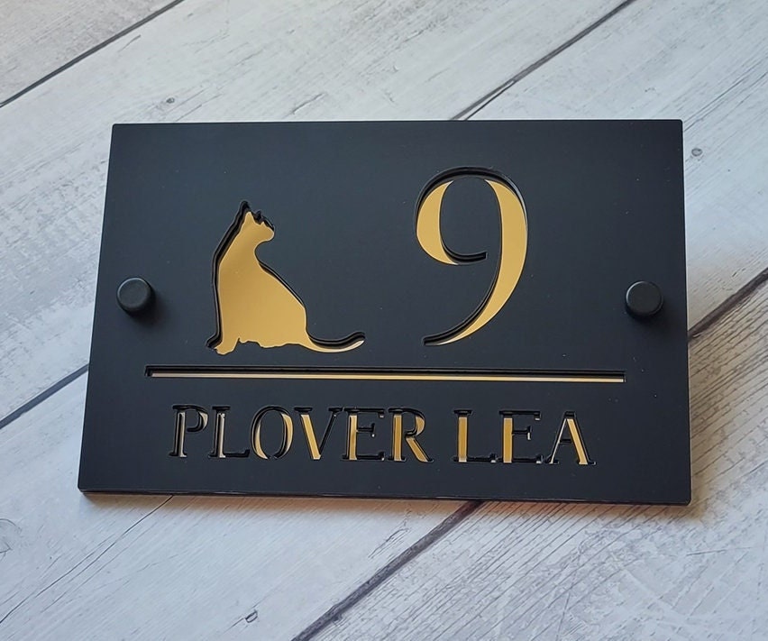 HOUSE DOOR SIGN Cat House Number Sign Cat House Sign 180 X 180mm 200 X ...
