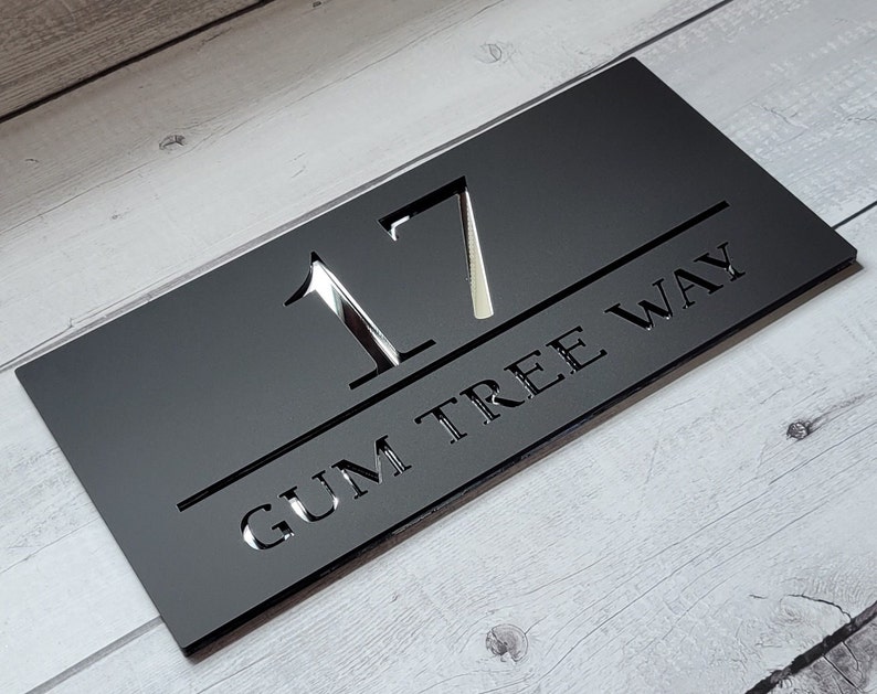 MODERN HOUSE SIGN Black Matt and Mirror 290mm X 140mm - Etsy