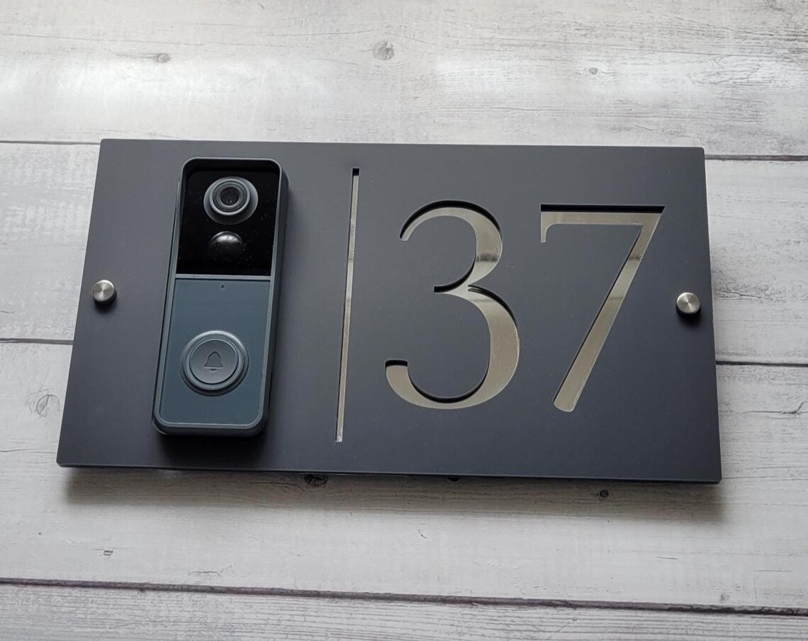 Modern Acrylic Doorbell Sign | Integrated House Number, Video Camera ...
