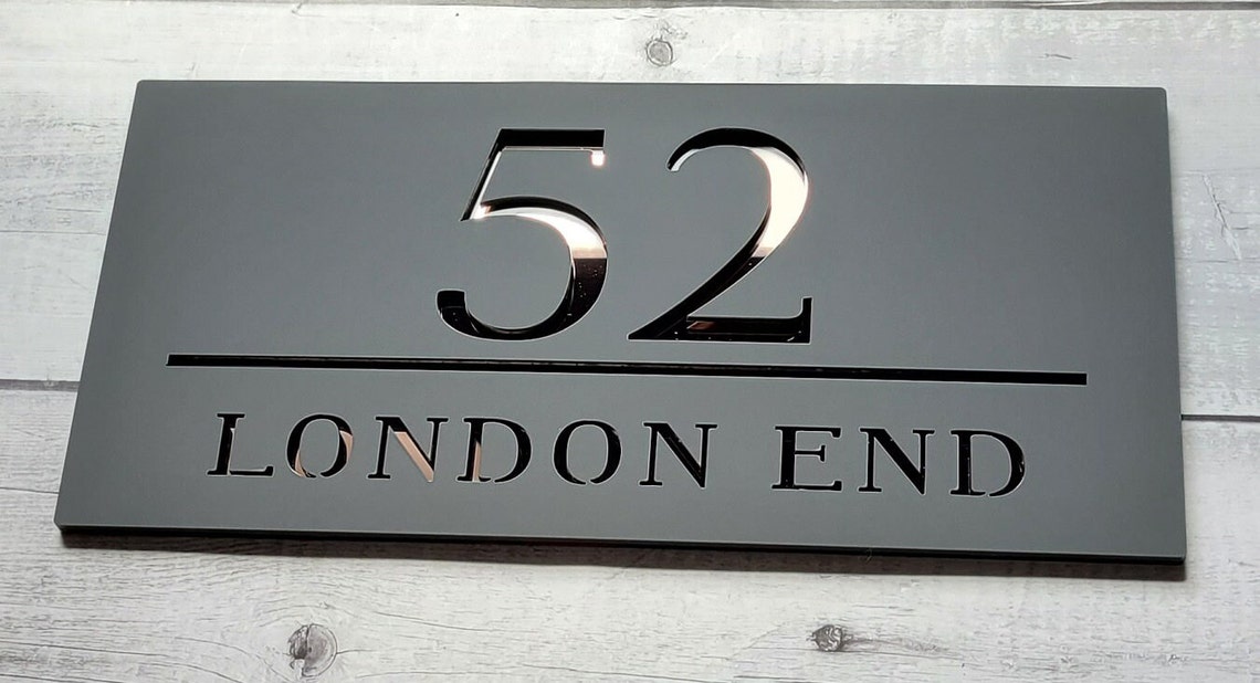 MODERN HOUSE SIGN Grey Matt and Rose Gold 290mm X 140mm - Etsy