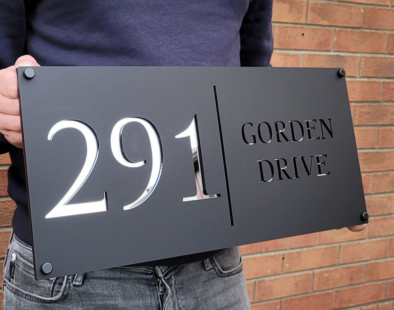 MODERN HOUSE SIGN House Number Sign 290 X 140mm 360 X 175mm 490 X 230mm ...