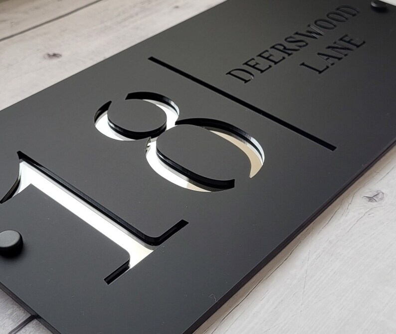 Modern Acrylic House Number Sign | Custom Address Plaque - Etsy