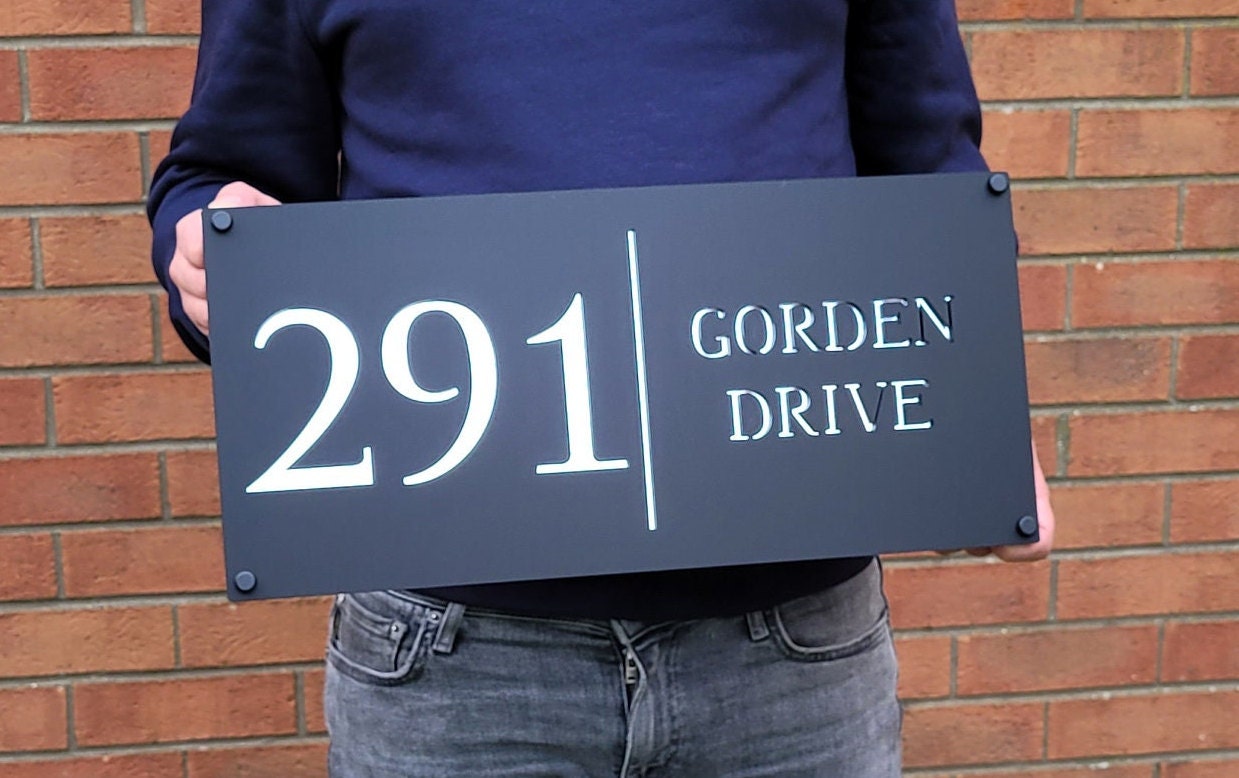 MODERN HOUSE SIGN House Number Sign 290 X 140mm 360 X 175mm 490 X 230mm ...