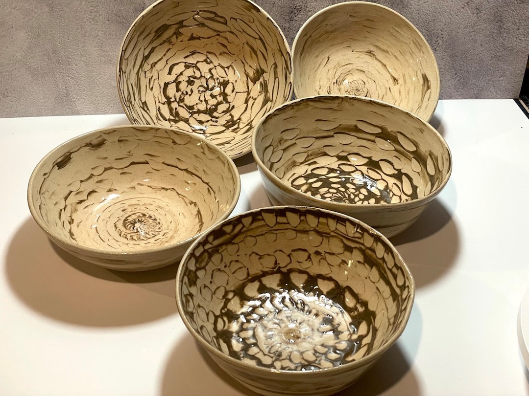 Chattered Spiral Pattern Ceramic Bowls - Etsy