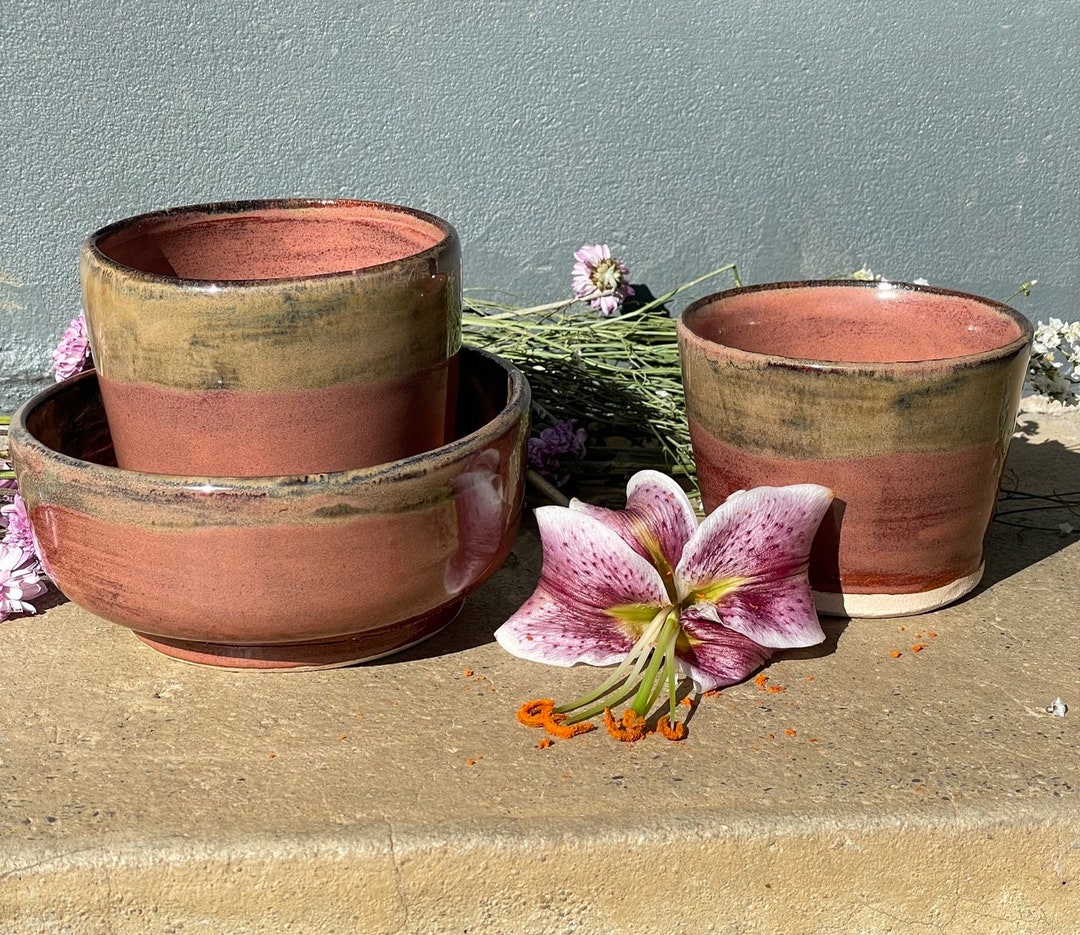 Warm Red and Brown Ceramic Set Bowls / Cups / Dishes / Holders - Etsy