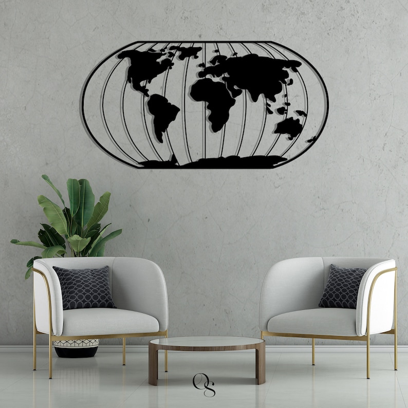 Metal World Map Metal Wall Art World Map Wall Art Housewarming - Etsy