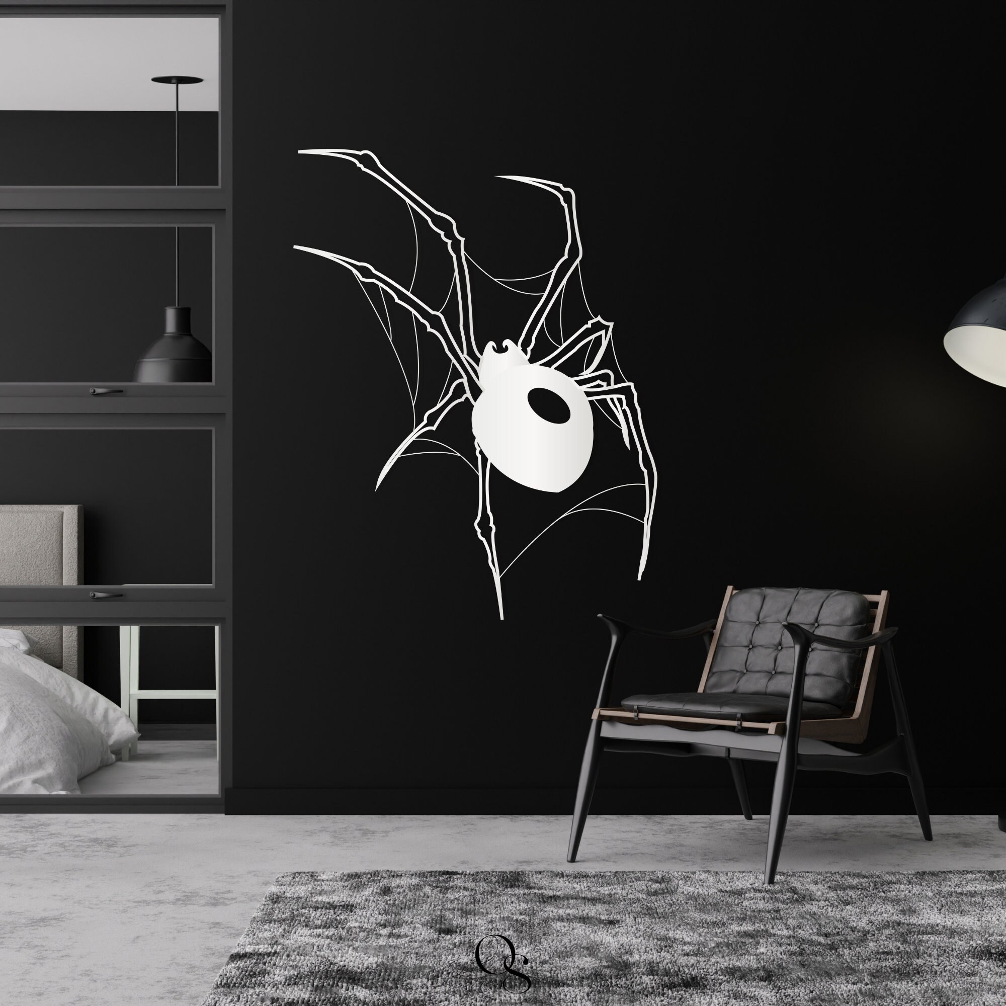 Black Spider Oversize Wall Decor Spider Wall Hanging Art Metal Living ...