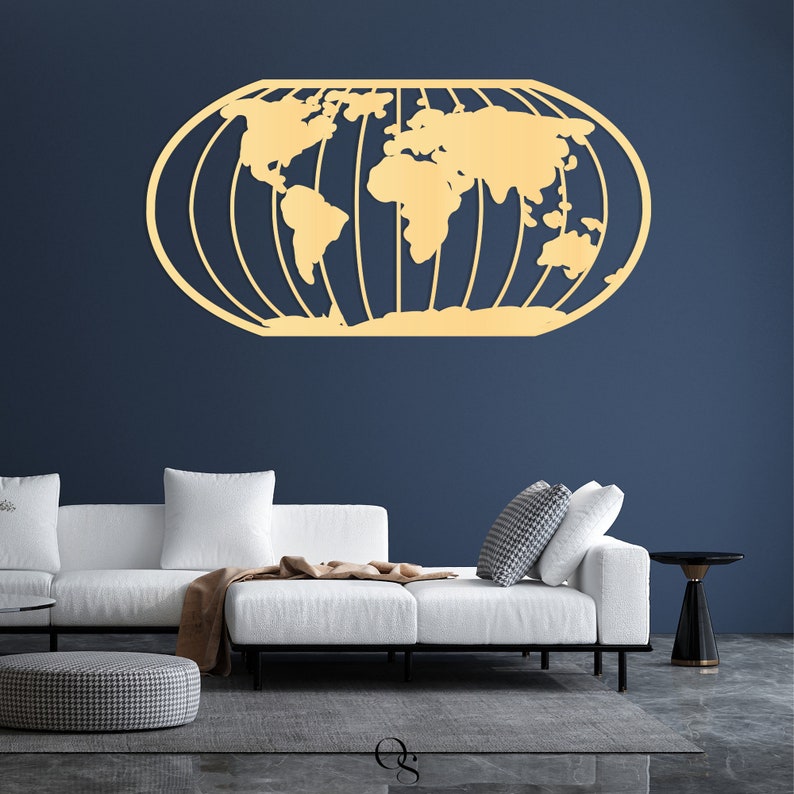 Metal World Map Metal Wall Art World Map Wall Art Housewarming - Etsy