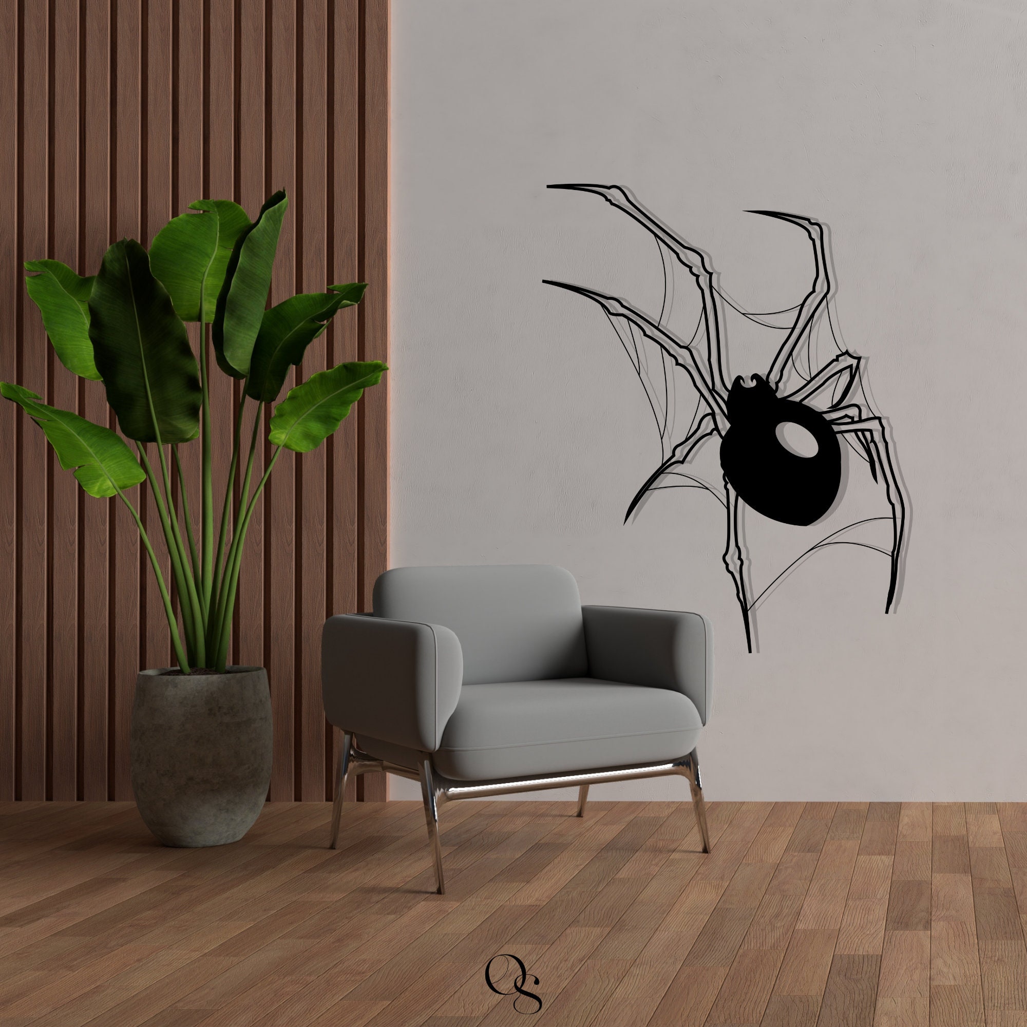 Black Spider Oversize Wall Decor Spider Wall Hanging Art Metal Living ...