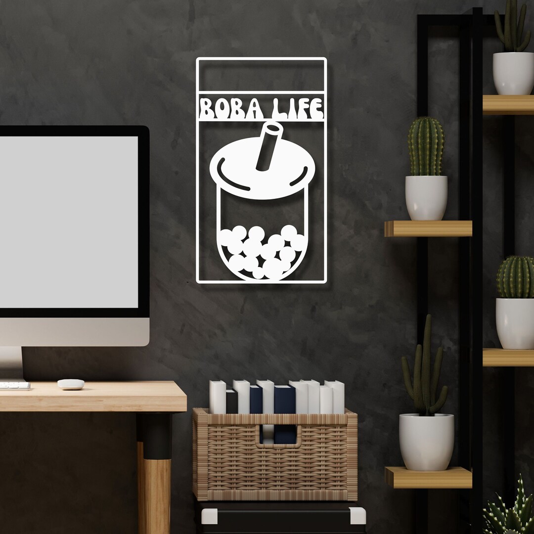 Boba Metal Wall Art Gift for Boba Lover Gift Boba Metal Wall Hanging ...