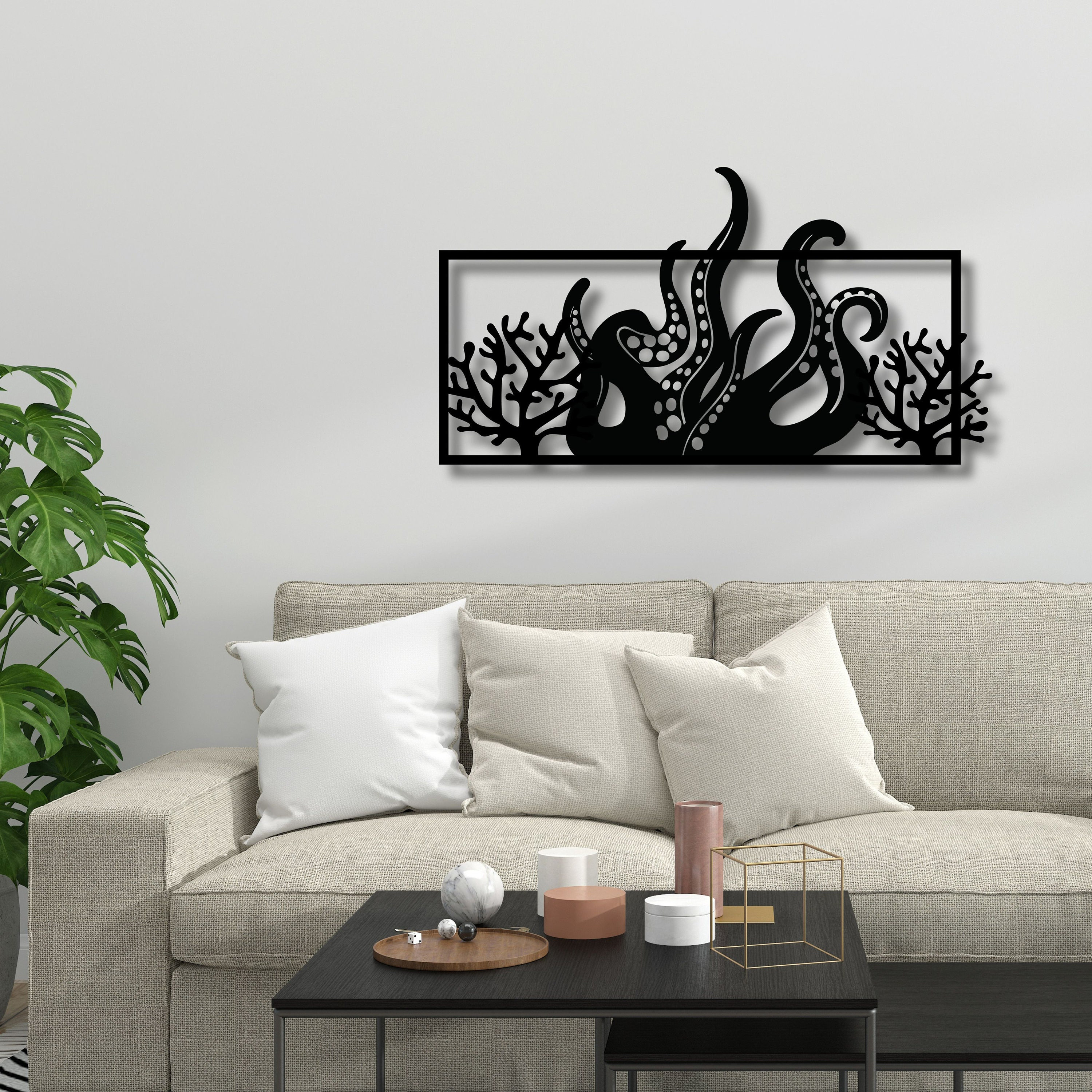 Octopus Metal Wall Art Tentacle Metal Art Nautical Decor Beach Home ...