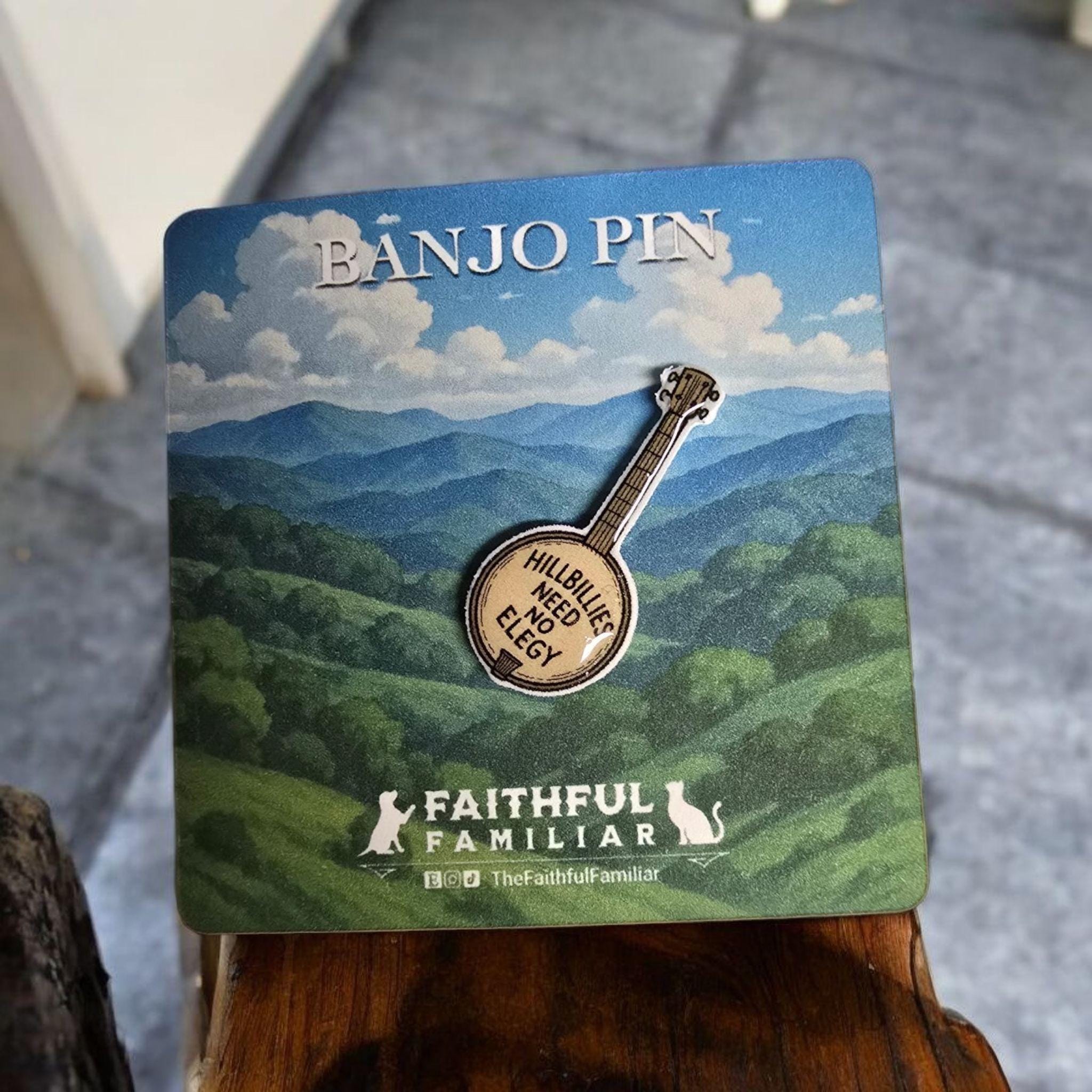 Appalachian Banjo Pin: Hillbillies Need No Elegy, Resin Coated - Etsy