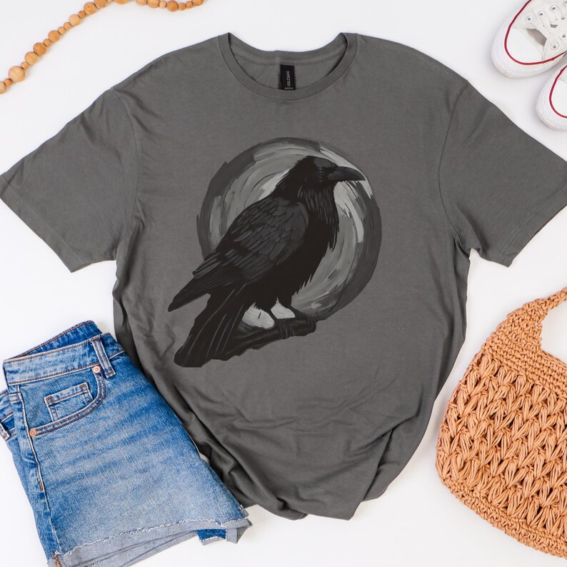 Raven Moon Graphic Tee: Gothic Crow Shirt, Witchy Halloween Top - Etsy