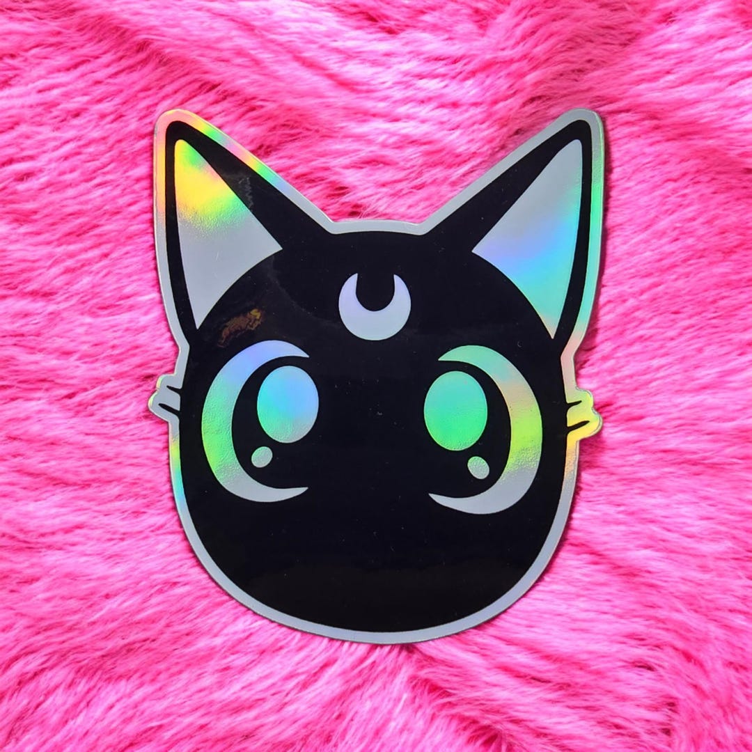 Luna Cat Holographic Sticker: Sailor Moon Anime Decal - Etsy
